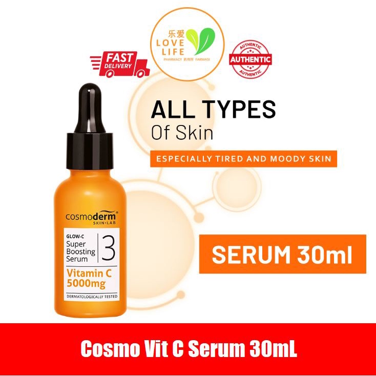 Cosmoderm Glow-C Super Boosting Serum 30mL Vitamin C (glow c ) | Shopee ...