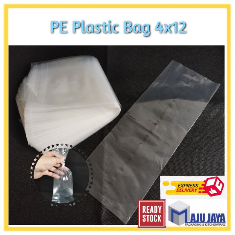 PE 4x12 Inch [80 pcs+-] Clear Plastic Bag / Betta Fish / Ikan Laga ...
