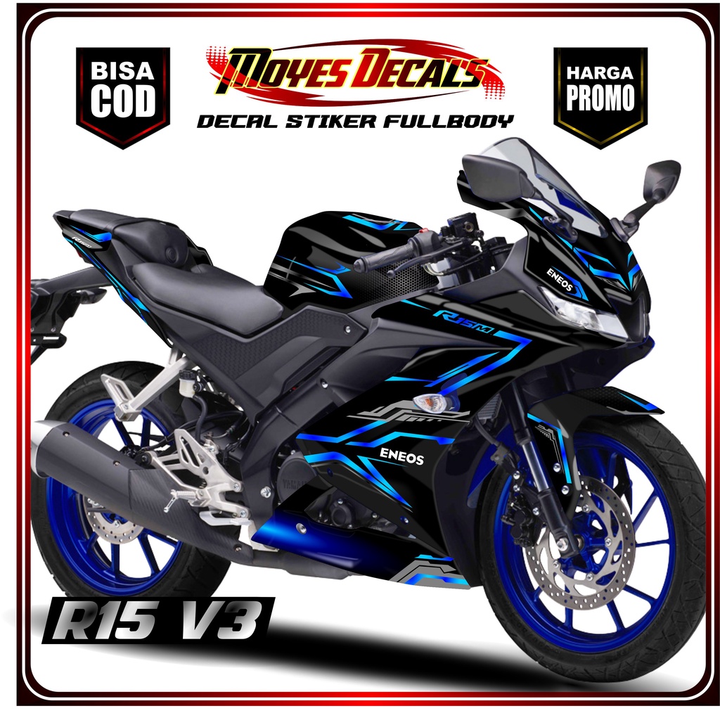 Sticker Decal Motorcycle R15 V3 Full - Body Matrix lin Blue Sticker ...