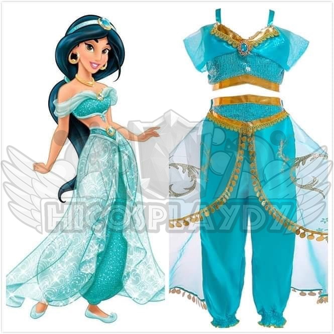 hiCosplayDy Kids Cartoon Aladdin Princess Jasmine Set Cosplay Yumeko ...