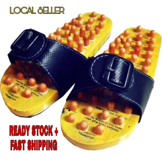 Selipar Urut Kayu Wooden Shoes Reflexology Massage Shoes (READY STOCK ...