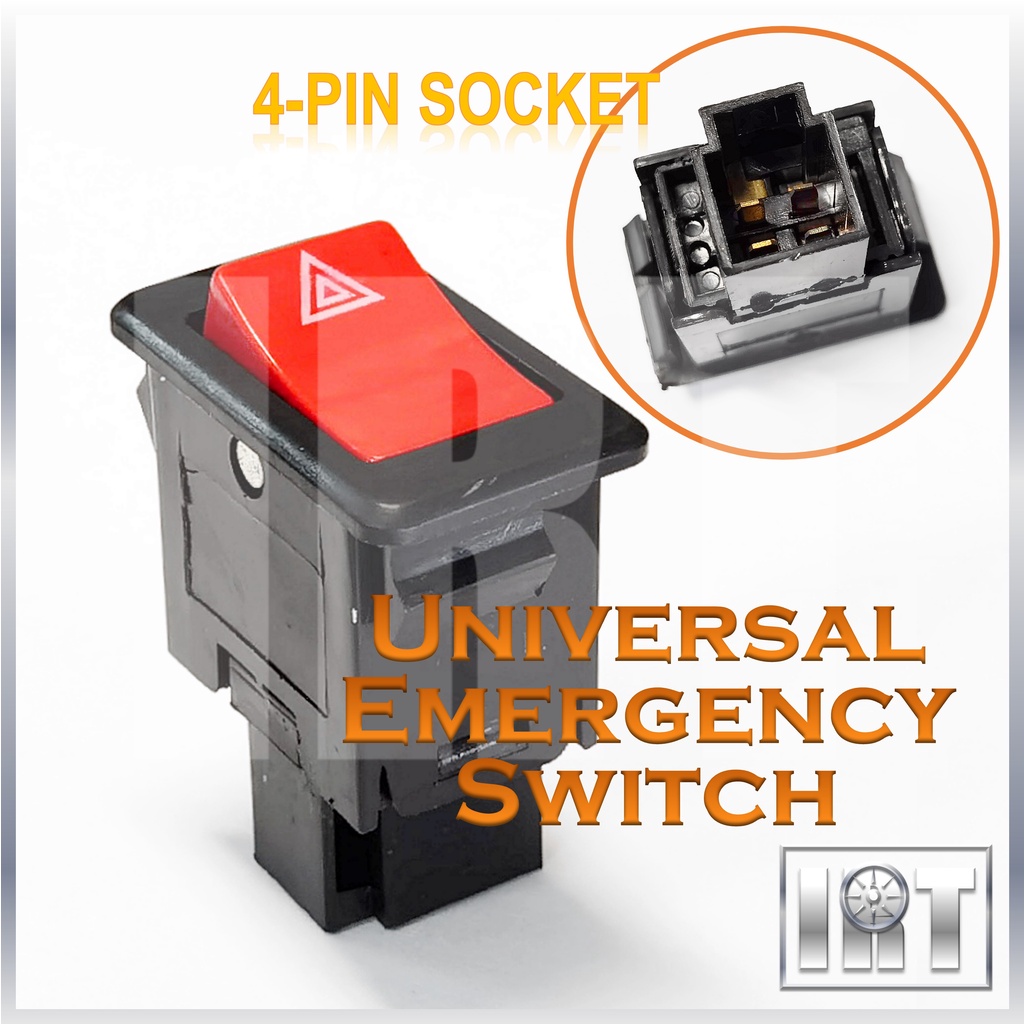 Universal 4 Pin Emergency Switch Kereta Suis Kecemasan Warning Double ...