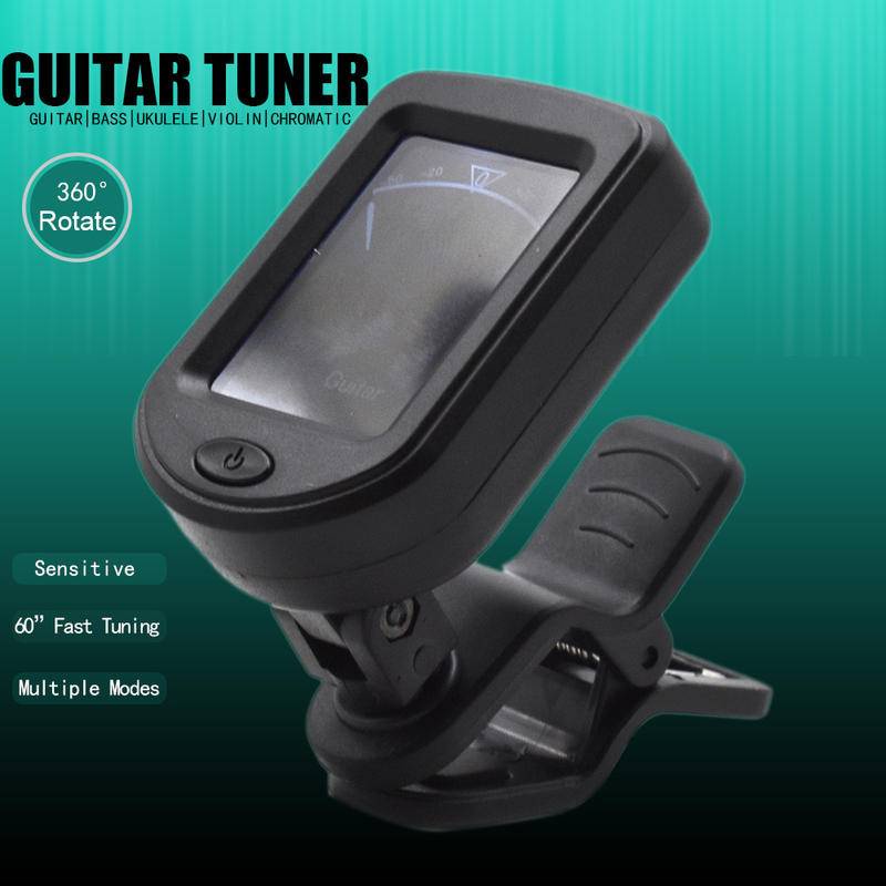 Chromatic Clip-On Digital Tuner 360 Degree Rotatable Guitar Tuners Machines for Guitar Bass ...