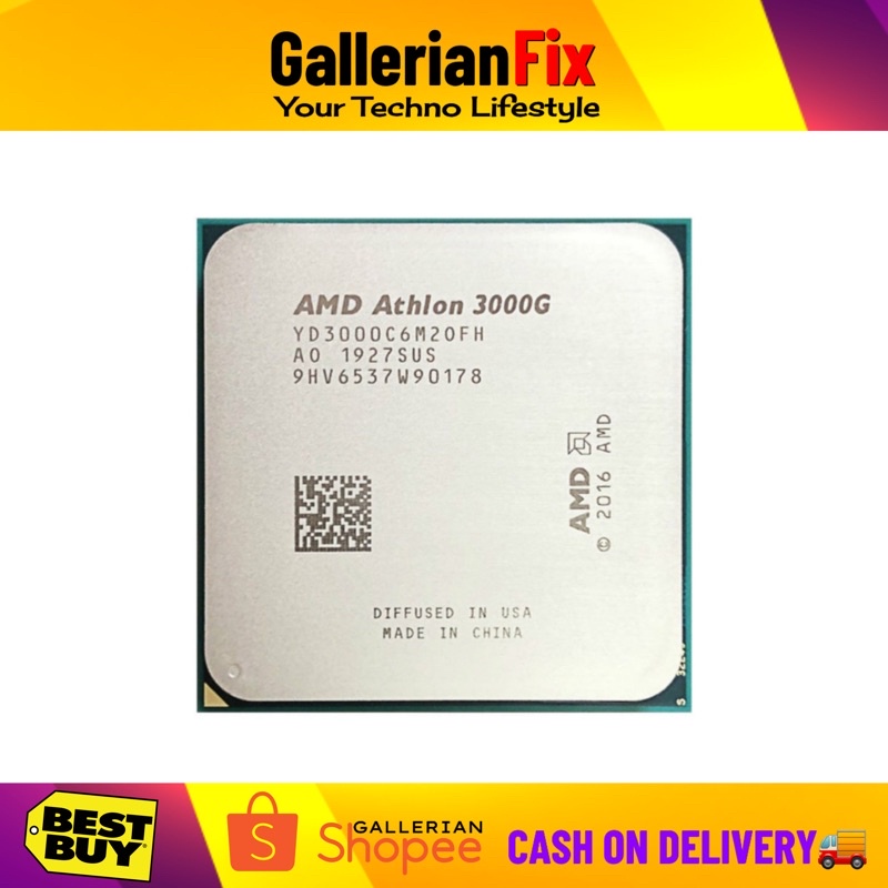 AMD ATHLON 3000G 3.50GHz tray type 2 cores 4 threads cpu only Radeon ...