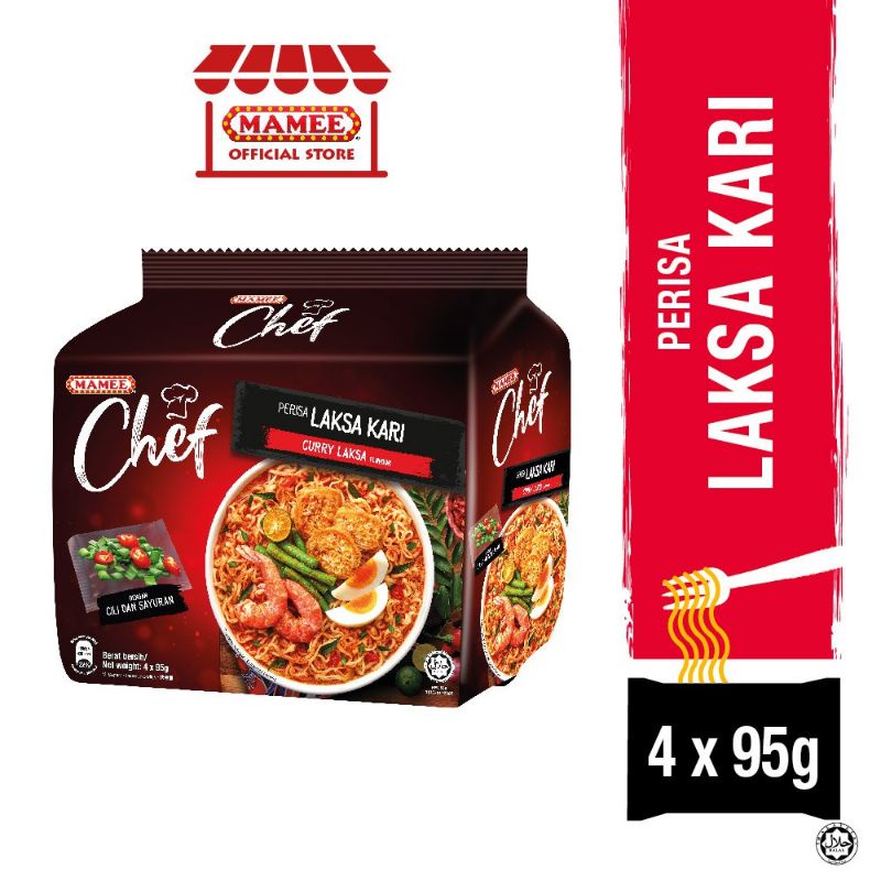 Mamee Chef Mi Tarik 82g-101g x 4( Tom Yam Thai / Laksa Kari / Ayam ...