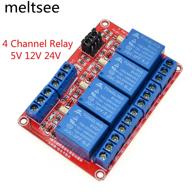 4 Channel 5V 12V 24V Relay Module Board Shield With Optocoupler Support ...