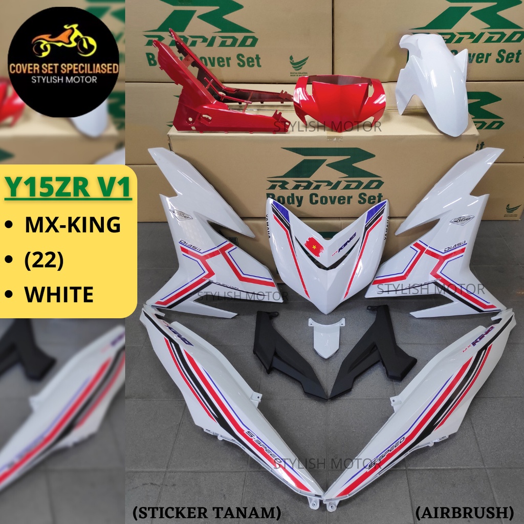 (STICKER TANAM/AIRBRUSH) RAPIDO COVER SET Y15ZR V1/V2 MX-KING (22) WHITE | Shopee Malaysia