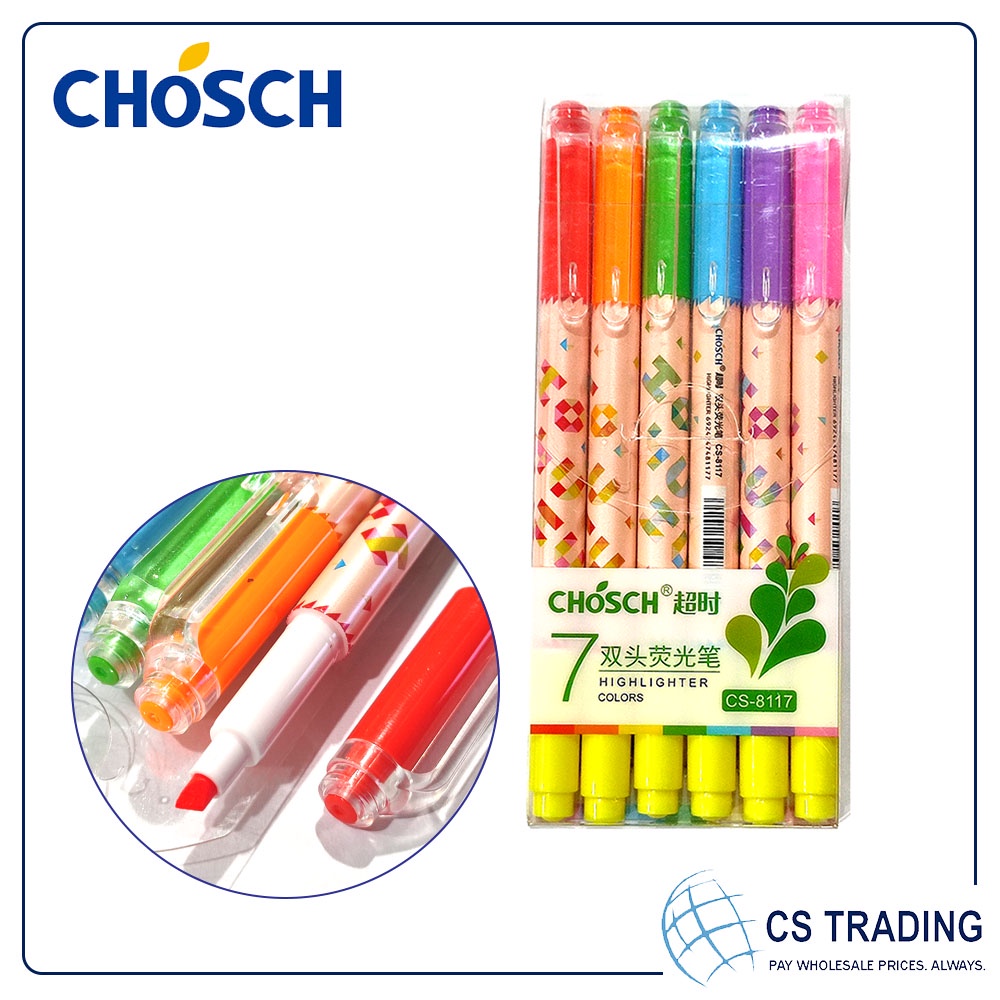 6 pcs x Chosch Dual-Head Highlighter 双头荧光笔 CS-8117 | Shopee Malaysia