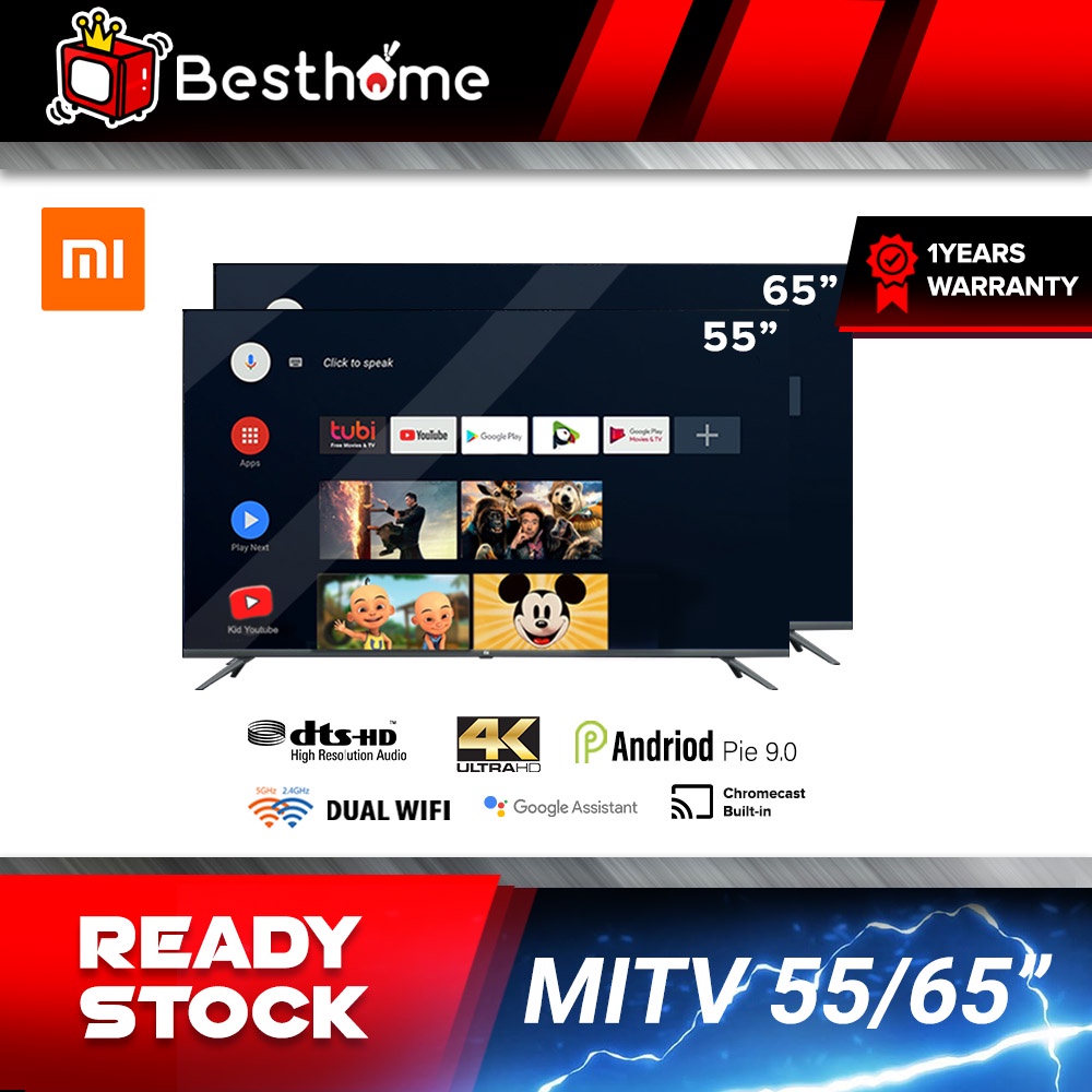 🇲🇾(Preinstall Movies) XiaoMI TV 55 / 65 Inch 4K UHD HDR MITV 4S Smart ...