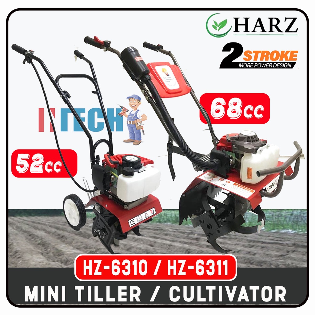 HARZ MINI CULTIVATOR / TILLER C/W HZ-6310 52CC OR HZ-6311 68CC | Shopee ...