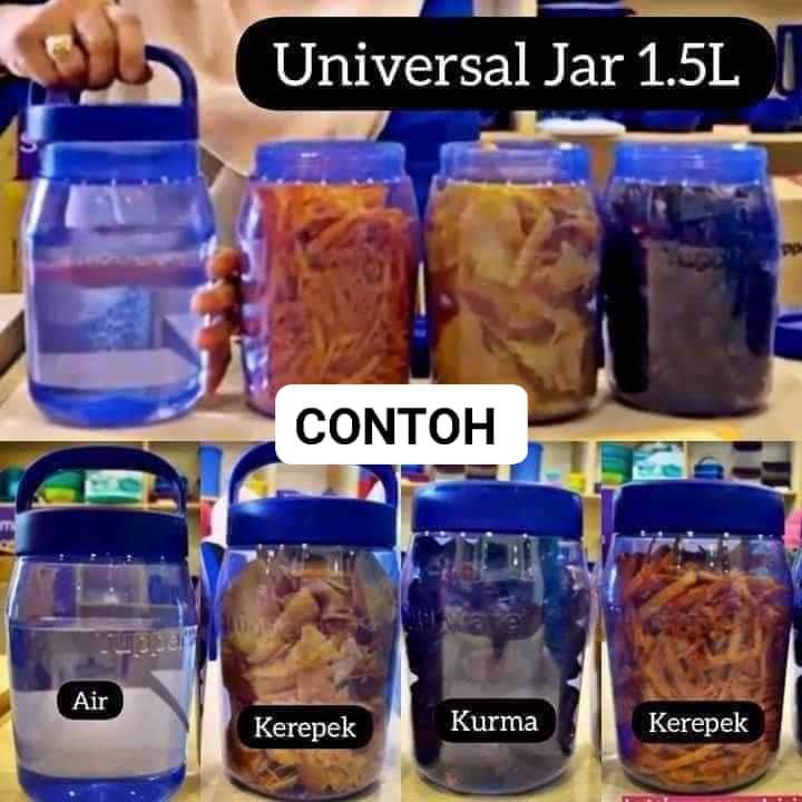 Tupperware Universal Jar 1.5L Flat Seal (Blue)/ 550ml Food Storage ...