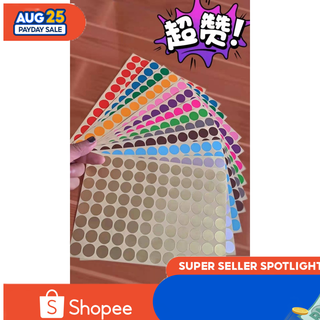 Local Stock 10sheet 16colour Round Dot Self Adhesive Color Label Stiker ...