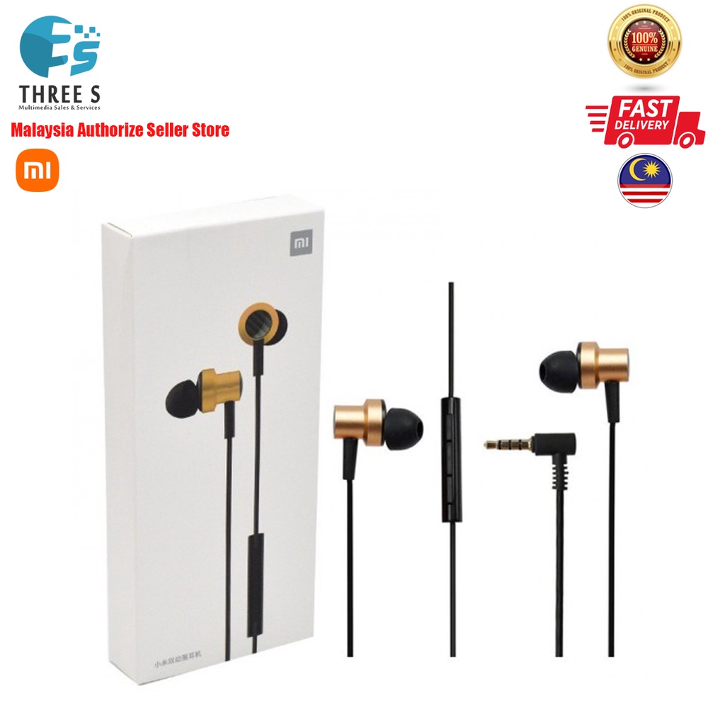 Xiaomi Mi 3.5mm In Ear Earphone Double Dynamic Headsets W/Mic | Shopee ...