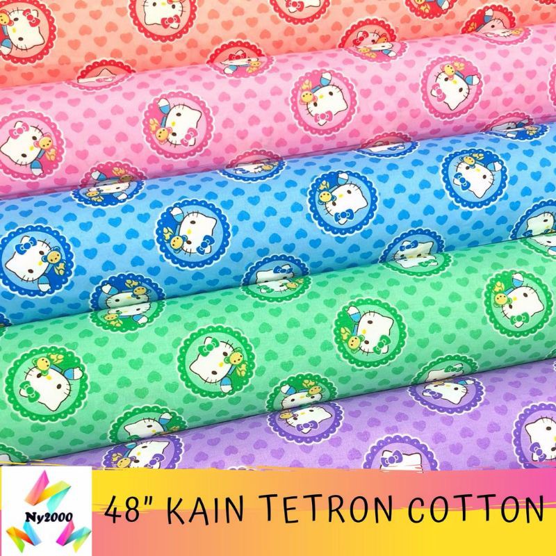 Kain Tetron Cotton TC (Cotton + Polyester) Corak Hello Kitty (Bidang 48 ...