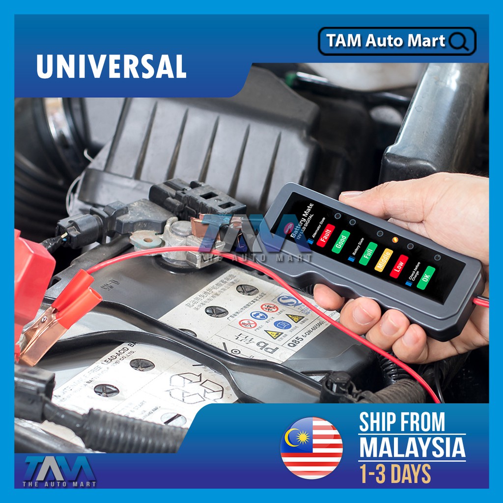 Car Auto Battery Tester 12V Battery Checker Testing Clips Lighter TAM ...