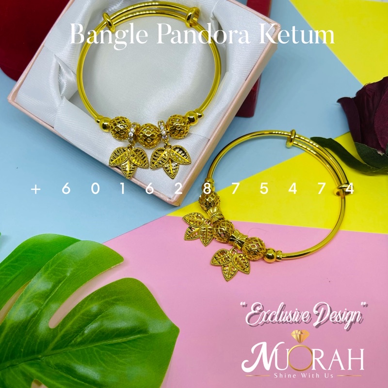 BANGLE SET PANDORA CHARM DAUN 🌟 EXCLUSIVE PATTERN & NEW DESIGN 🔥 EMAS ...