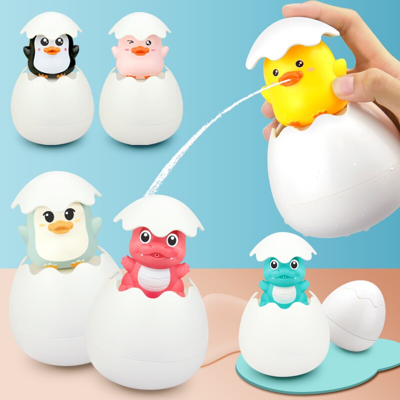 [Ready Stock]Baby Bath Toys Dinosaur Penguin Egg Toy Floating Spray ...
