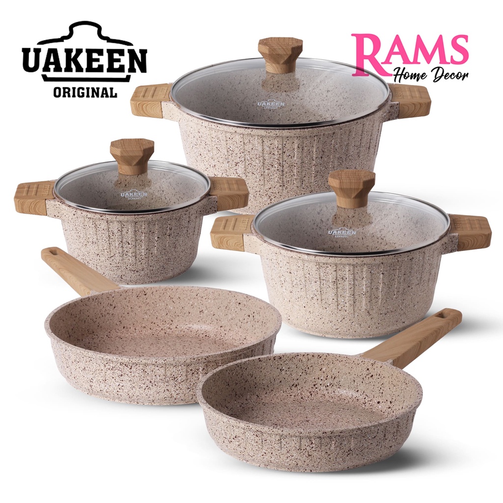 Uakeen by Vaken 8pcs Cookware Set Aluminium Die Cast Granite Stone ...