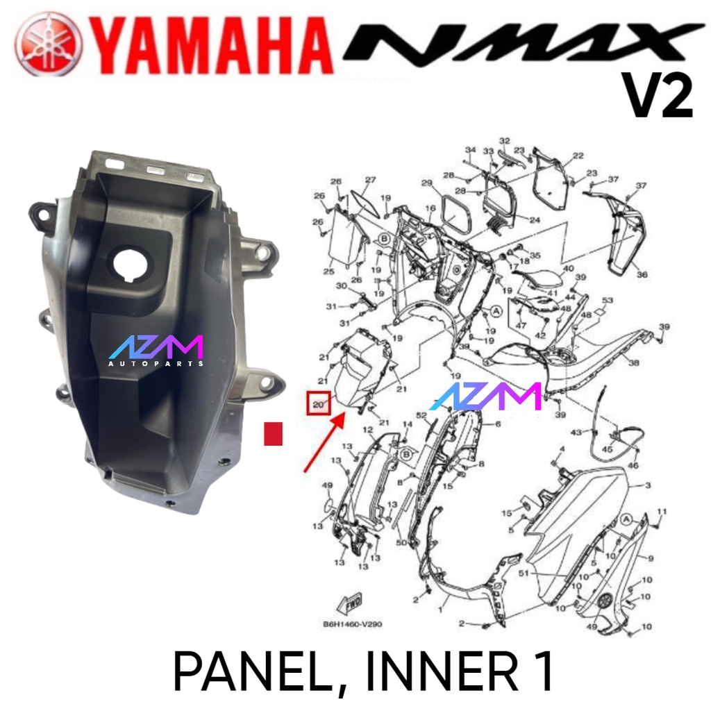 NMAX 2020 / NMAX V2 PANEL INNER, 1 B6H-F836K-00 💯 ORIGINAL YAMAHA | Shopee Malaysia