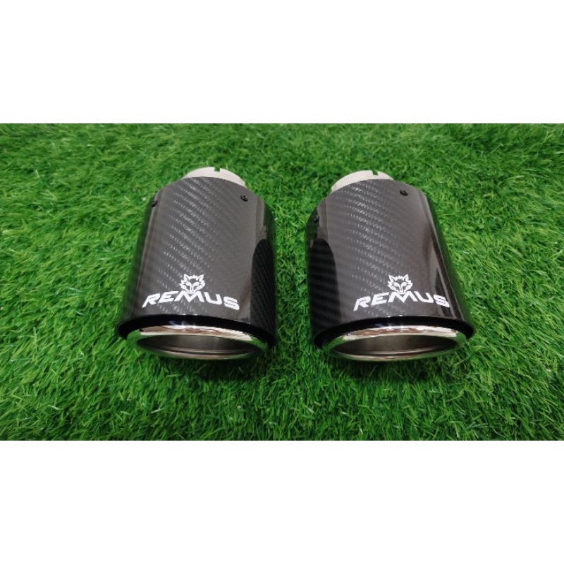 1 Biji Remus Car Muffler Exhaust Glossy Carbon Fiber Tip Pipe Tailpipe ...