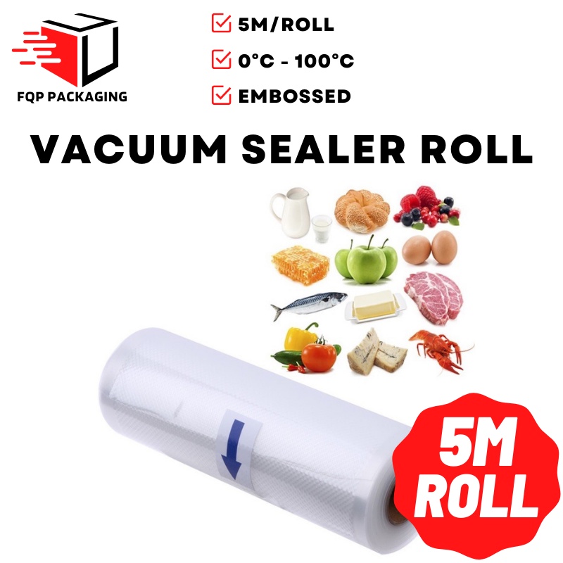 Food Vacuum Sealer Bag Roll [5Meter/500cm] Plastic Sealer Storage Roll Commercial Sealer Beg ...