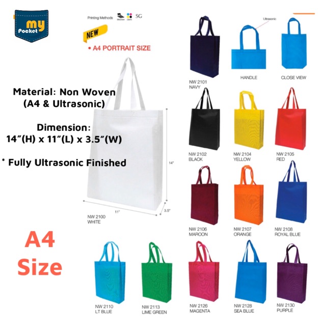 Non Woven Bag A4 Side NW21 Fully Ultrasonic Finished Shopping Bag ...