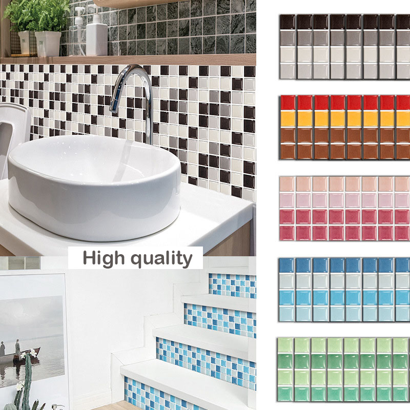 Adhesive 3D WallPaper Dinding Premium Mosaic Wallpaper Sticker Tangga ...