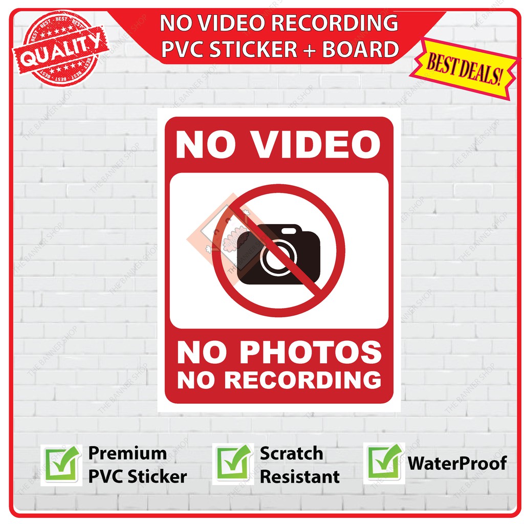 No Video Recording Signage ⛔ (Sticker Only / Sticker + Board) | Shopee ...