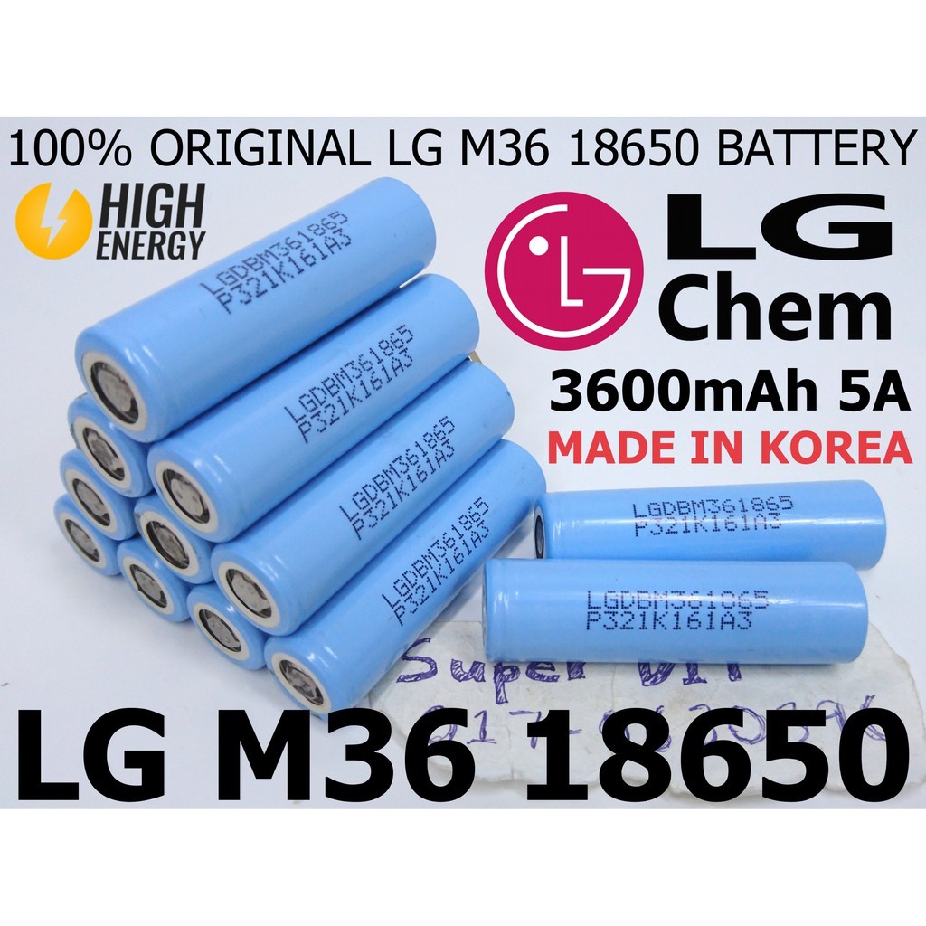 LG 18650 M36 3.7V 4.2V 3600mAh DBM36 lithium ion Li-Ion Rechargeable High energy power Battery ...