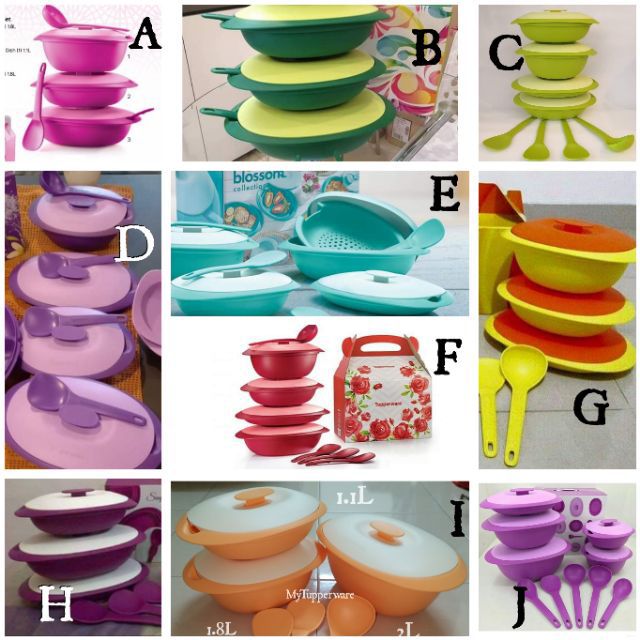 Tupperware Blossom Serving Blue Tosca Emerald Royal red Daisy sunrise ...