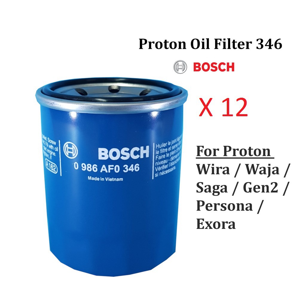 Bosch Oil Filter - Proton Wira / Saga / Gen2 / Persona / Exora X 12PCS ...