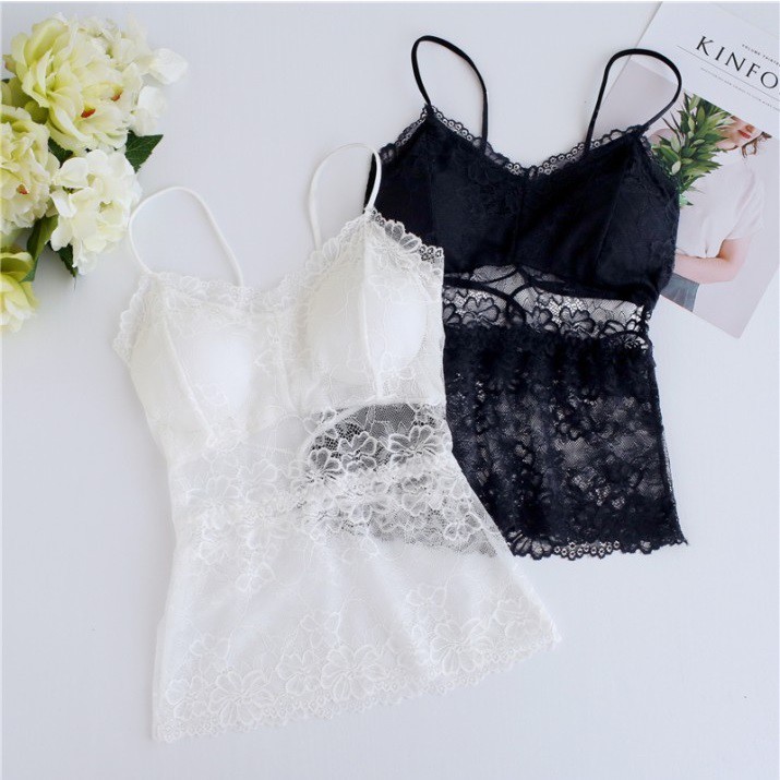 CLUB 213 Sexy Cross Strap Lace Fashion Tank Top Padded Bra | Shopee ...