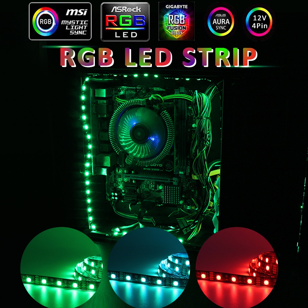 RGB LED Strip Light 12V 4Pin IP30 IP65 5050 ARGB Aura Sync Motherboard ...