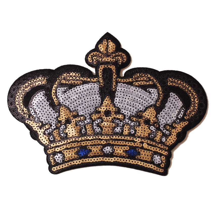 Queen Crown Patches Sequins Patch Golden Cartoon Decoration For Clothes ...