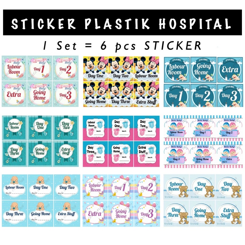 🤎6 pcs STICKER ONLY🤎Sticker Labour Room Plastik Hospital Packing Baju ...