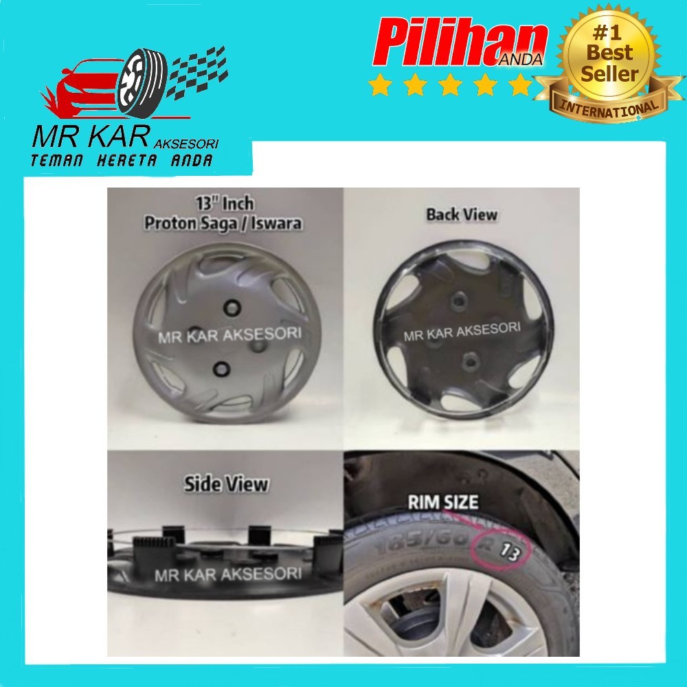 4pcs Proton Iswara ABS Wheel Cover Rim Center Hub Caps 13" Inch ...