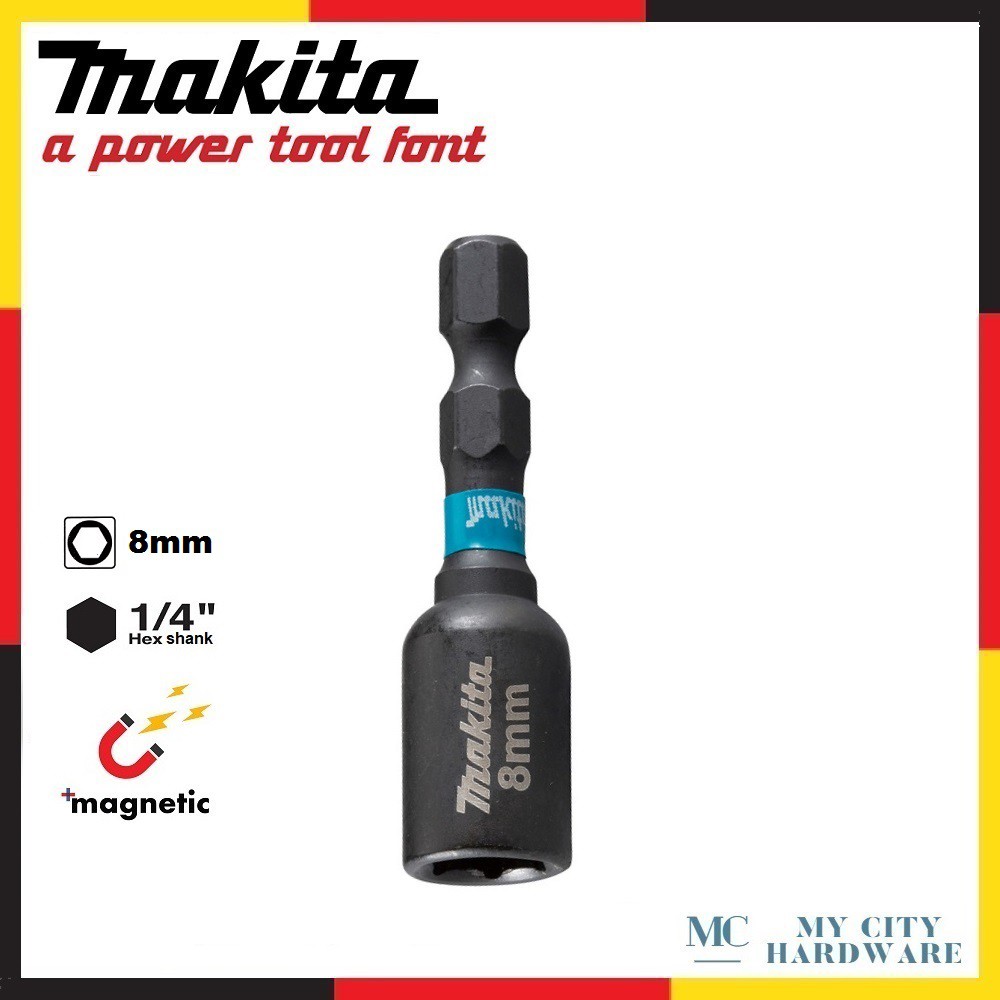 Makita E-08816 8mm x 50mm 1/4'' Hex Shank IMPACT BLACK Magnetic Nut ...