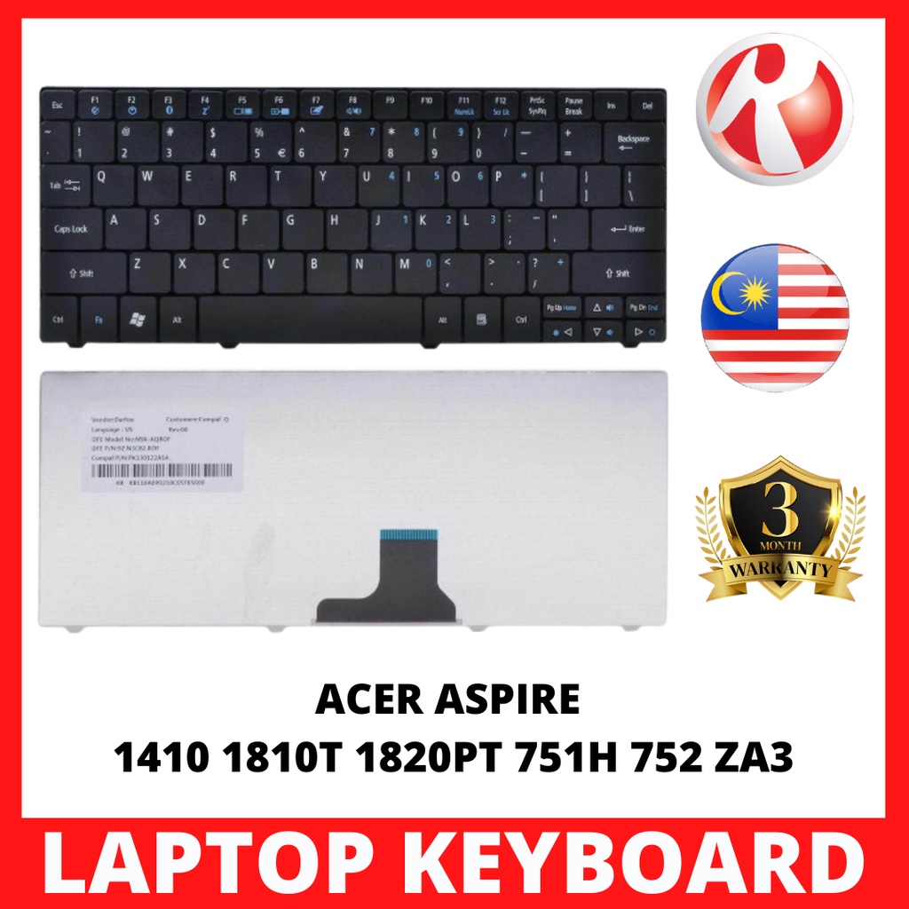 ACER ASPIRE 1410 1810T 1820PT 751H 752 ZA3 LAPTOP KEYBOARD REPLACEMENT ...