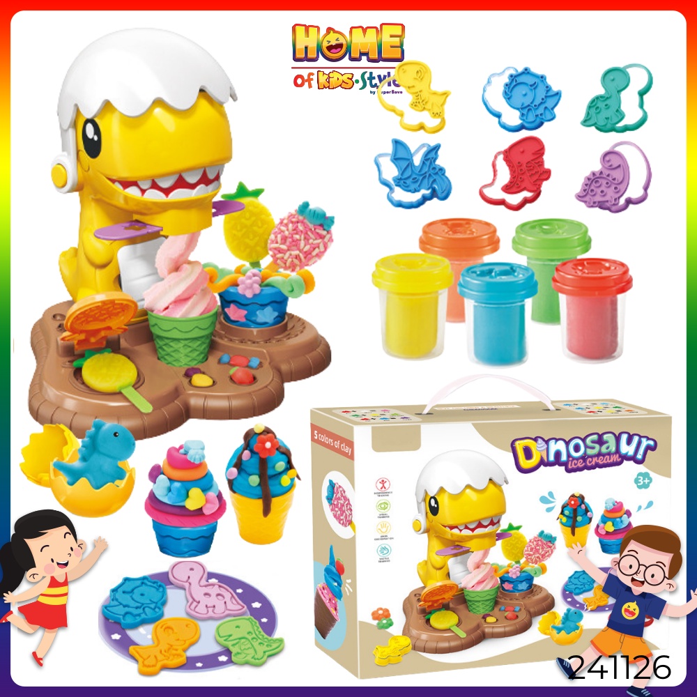 Dinosaur Playdough Set Clay Ice Cream Maker Toys Icecream Machine ...