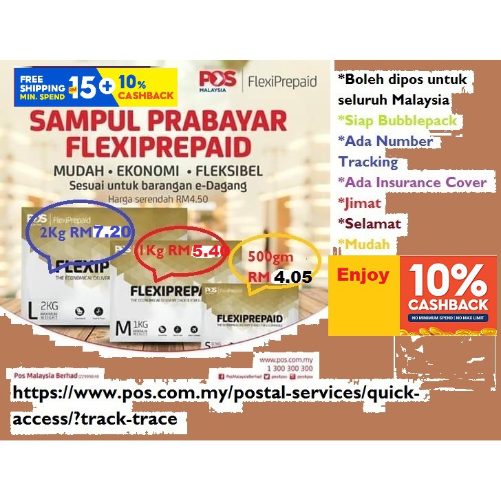 FlexiPrepaid Envelope Size S/M/L 0.5/1/2kg Ready Stock (Embedded Pos ...