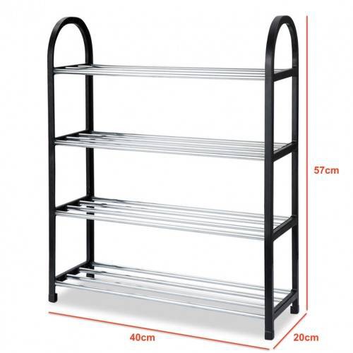 Rak Kasut Besi Plastik / Shoe Rack Shelf 3 4 Tier Shoes Storage Plastic ...