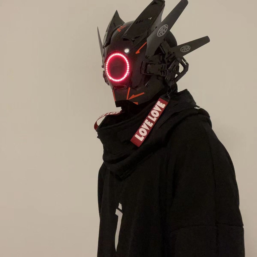 Cyberpunk Mask LED Personalized Face Cosplay mask SCI-FI Helmet Party ...