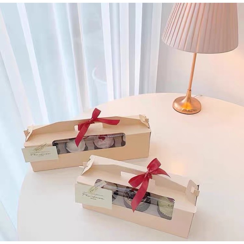 (Ready Stock) Korean style ins 3 Cavity Cupcake Box light pink / Swiss ...