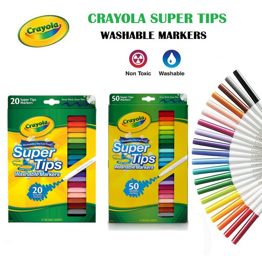 Crayola Super tips marker pen set (20 colors or 50 colors) | Shopee ...