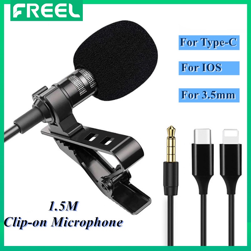 Mini Microphone Clip-on Lapel Lavalier PC Phone Camera Mic Portable ...