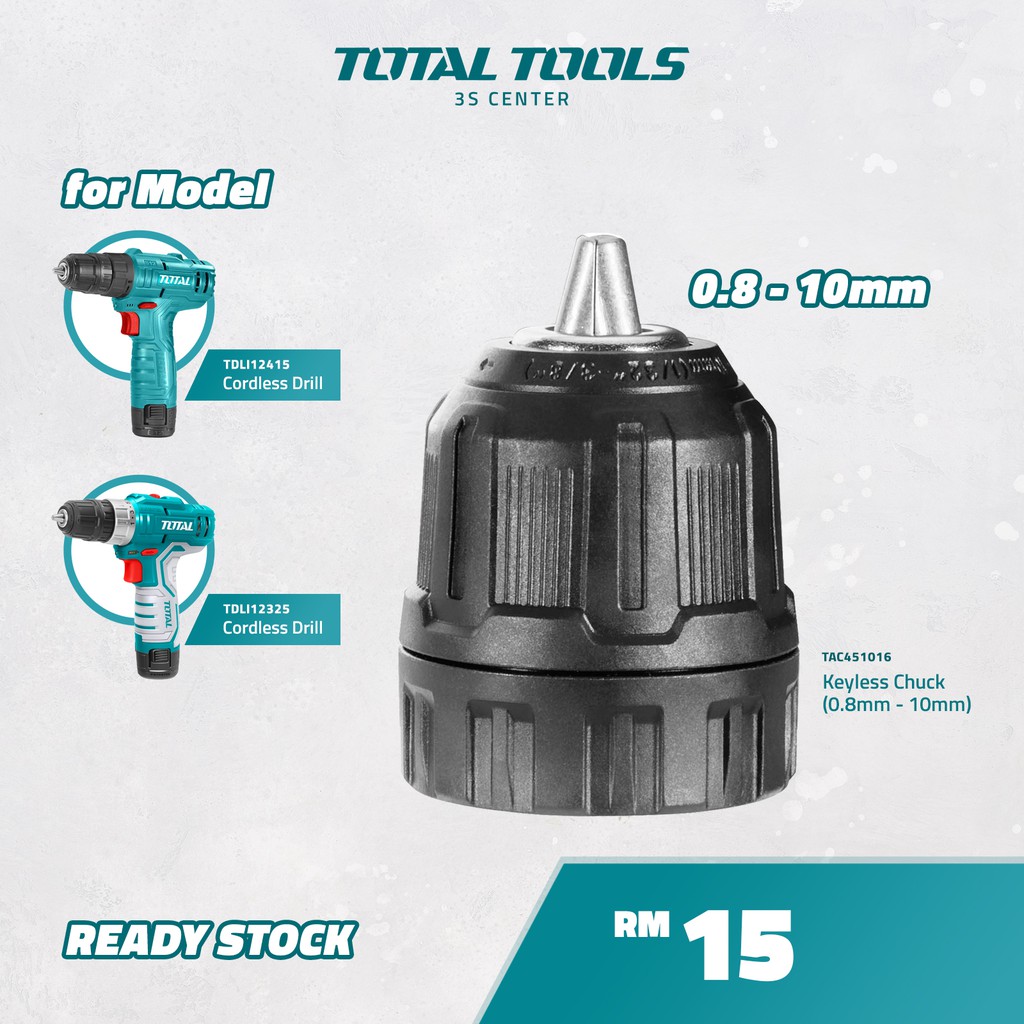 TOTAL Keyless Chuck (0.8mm - 10mm) suitable for Cordless Drill ...
