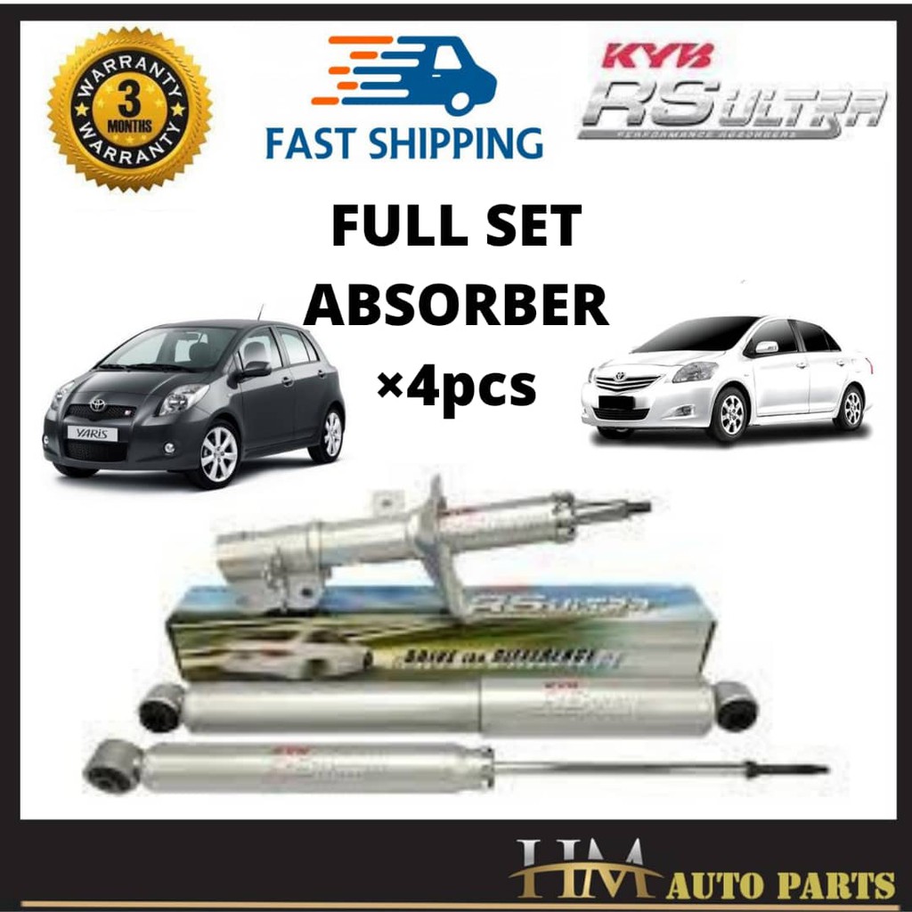 TOYOTA VIOS NCP93 & YARIS NCP91 (1SET 4PCS) x2 FRONT & x2 REAR SHOCK ABSORBER KAYABA ULTRA RS ...