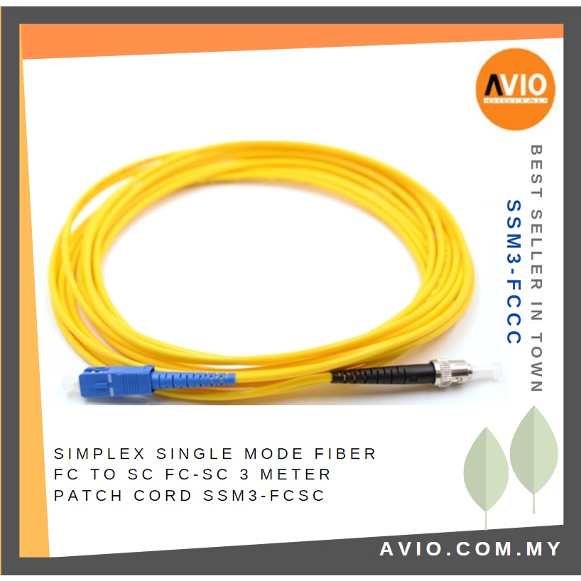 Simplex Single Mode Fiber Optic FC to SC FC-SC SC-FC 3m 3Meter Patch ...