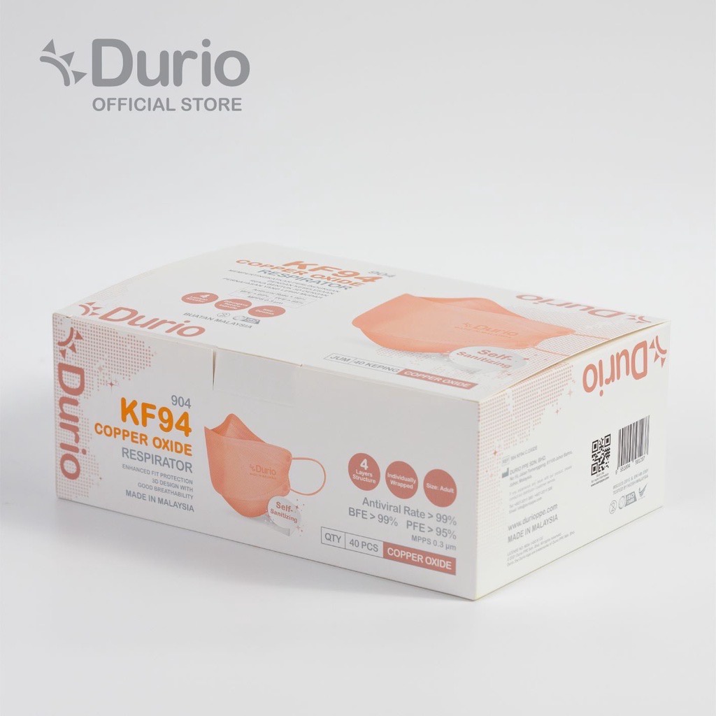 Durio 904 Kf94 Respirator Self-Sanitization (40 Pcs) | Shopee Malaysia