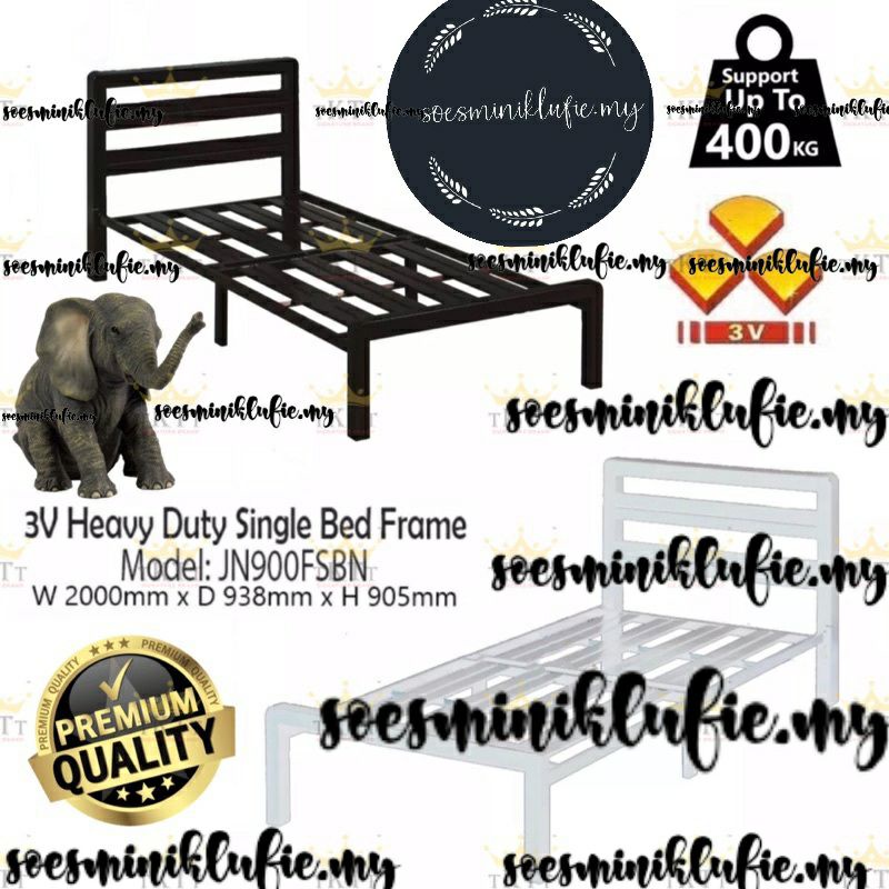 3V Jevon Heavy Duty Single Bed Frame Super Base Powder Coating Steel ...